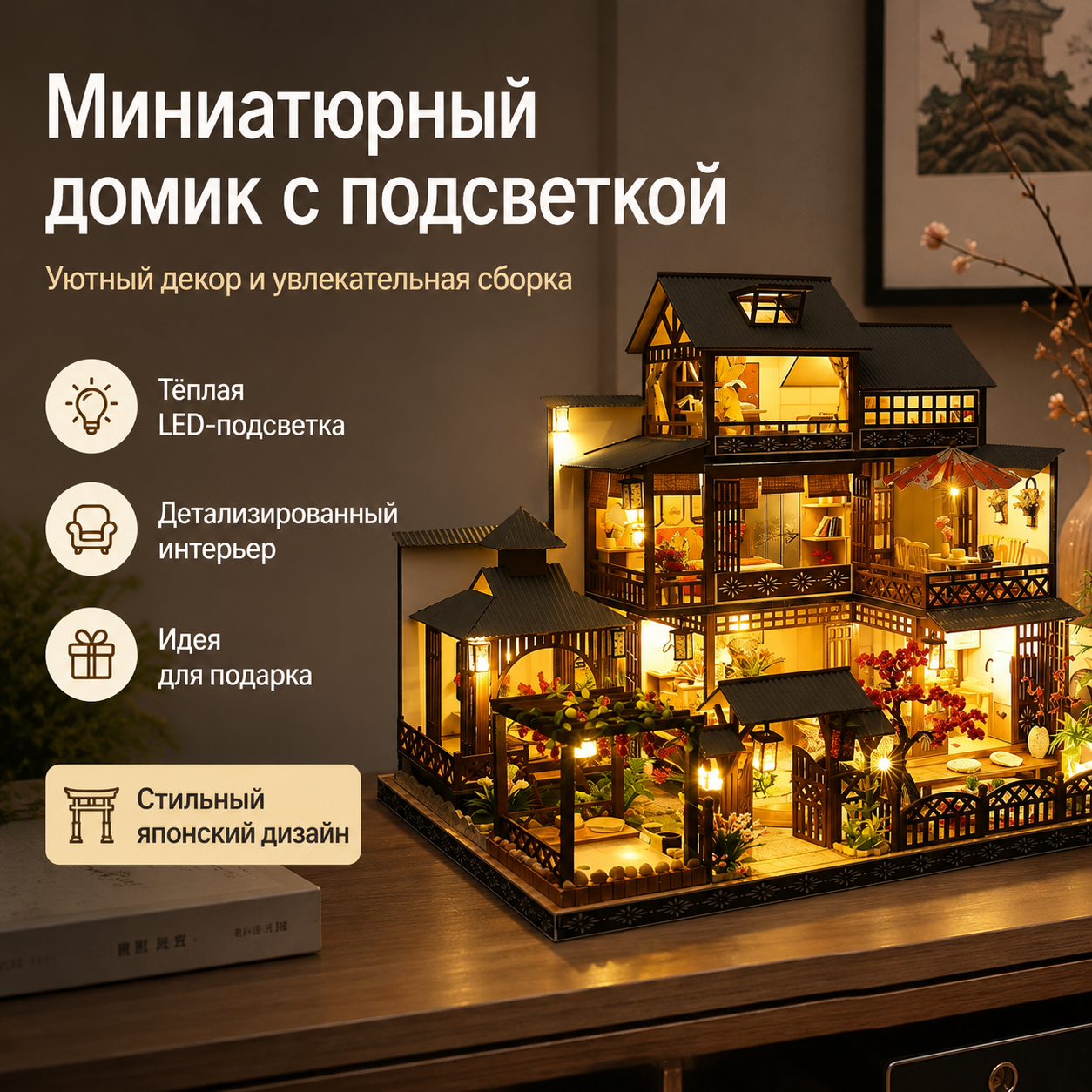 Румбокс Япония интерьерный конструктор，Старинная архитектура в японском стиле, собранная вручную вилла своими руками