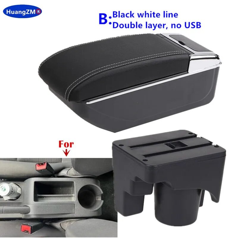 Подлокотник для Volkswagen Golf 6, Golf 5, Mk6, MK5, Jetta 5, Sagitar. Ящик для B white line NO USB