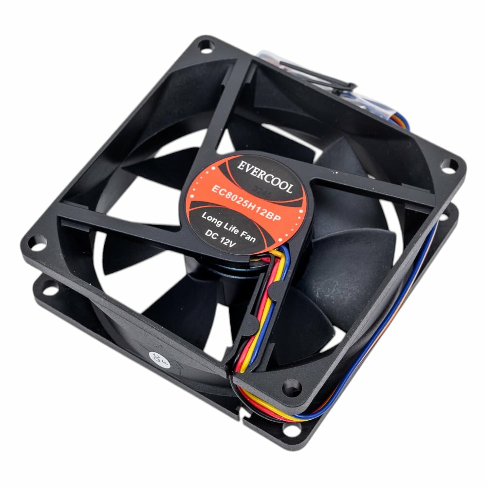 Вентилятор охлаждения EVERCOOL осевой, 80x80x25 12b pwm EC8025H12BP 2015932588