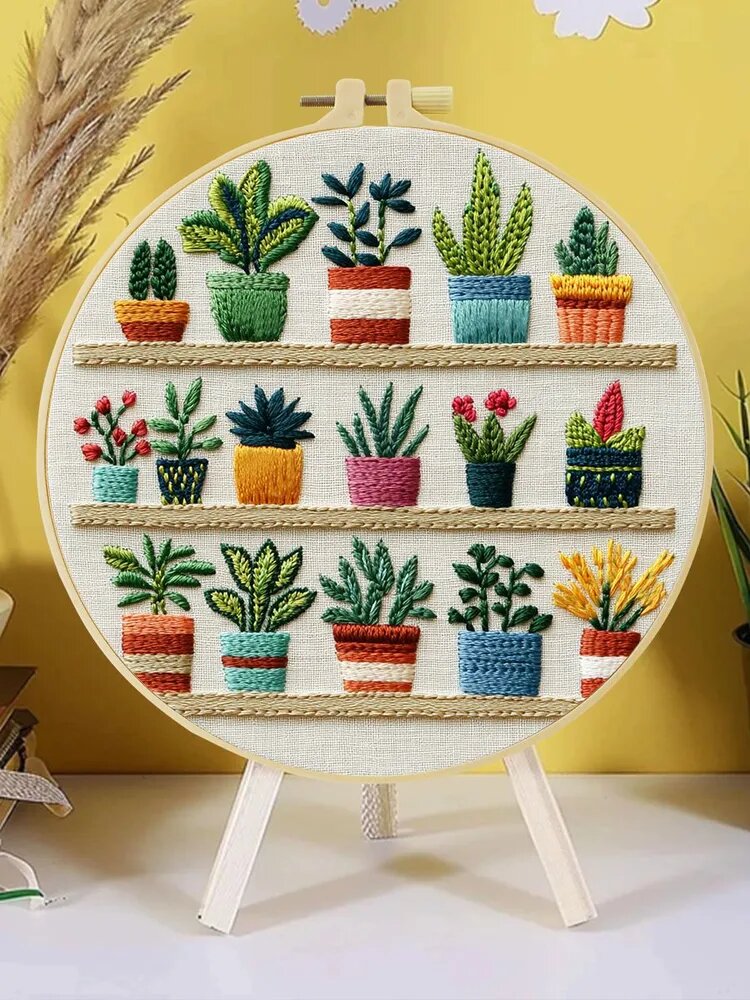 Набор для вышивания,20X20CM, подходит для начинающих, Красивые зеленые растения