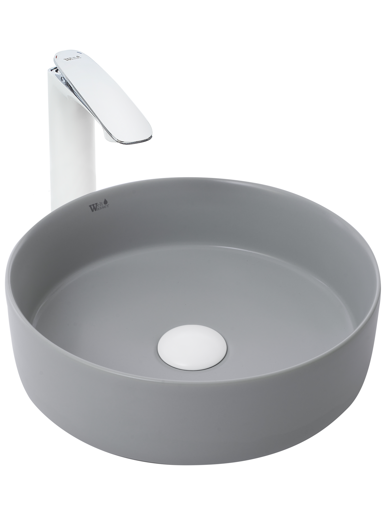Раковина накладная WeltWasser Elbach 3134 MFG 35 10000004513 Светло-серая матовая, санфаянс