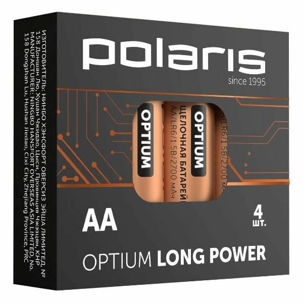Батарейка алкалиновая (щелочная) Polaris PB AA 4шт Optium