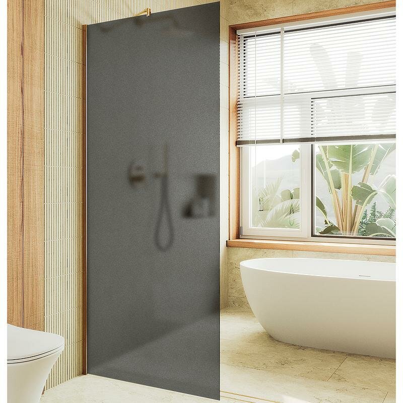 Душевая перегородка Maybah Glass MGD-694-3ш 890x1950 в широком профиле Золото стекло графитовое матовое
