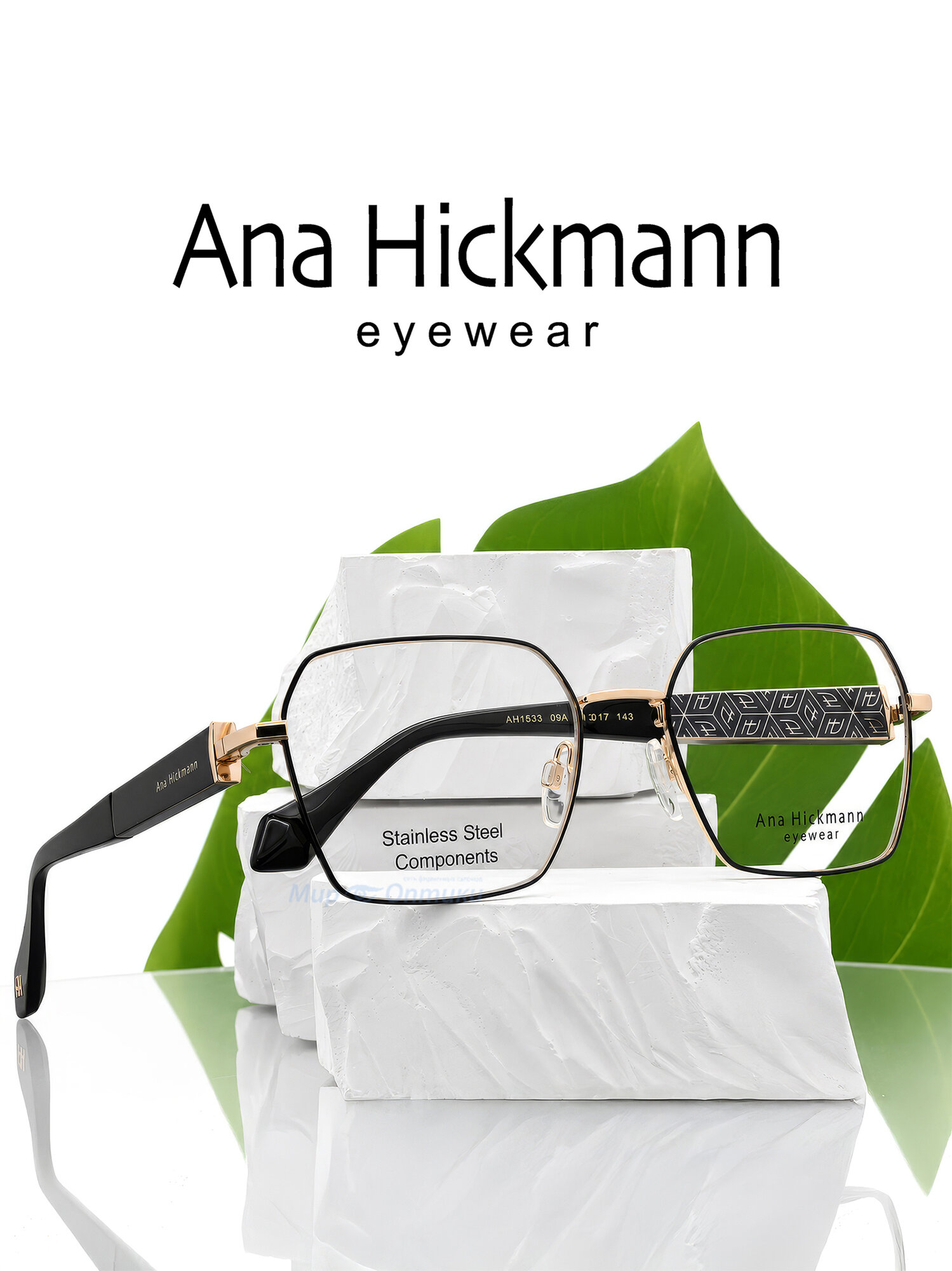Оправа для очков Ana Hickmann AH1533 09A пол Женский форма оправы Геометрическая цвет оправы Чёрный