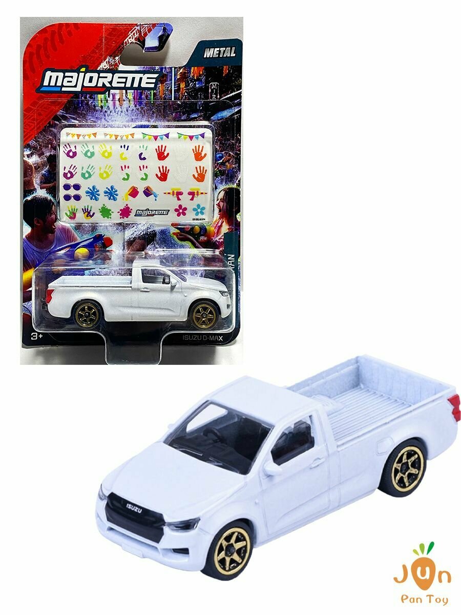 Majorette Metal Series Isuzu D-Max White / игрушечный автомобиль в масштабе 1:64, белая краска с наклейками, лимитированная модель автомобиля на праздничную тематику
