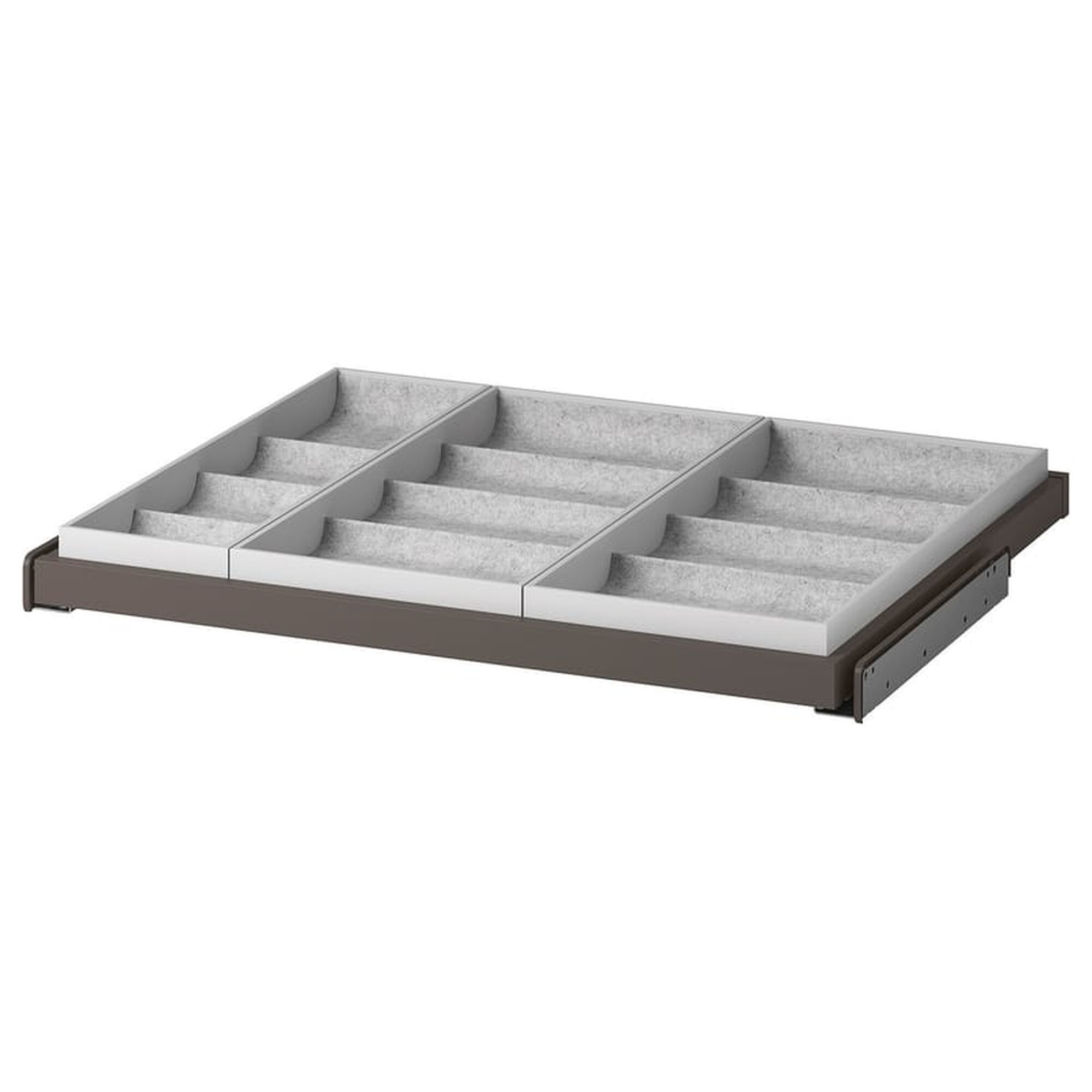 Корзина для хранения IKEA KOMPLEMENT выдвижная полка с вкладышем, темно-серый/светло-серый, 75x58 см 195.554.48