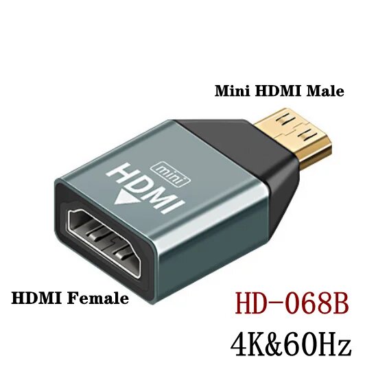 Mini HDMI (папа) - HDMI (мама) 4K&60Hz, серый