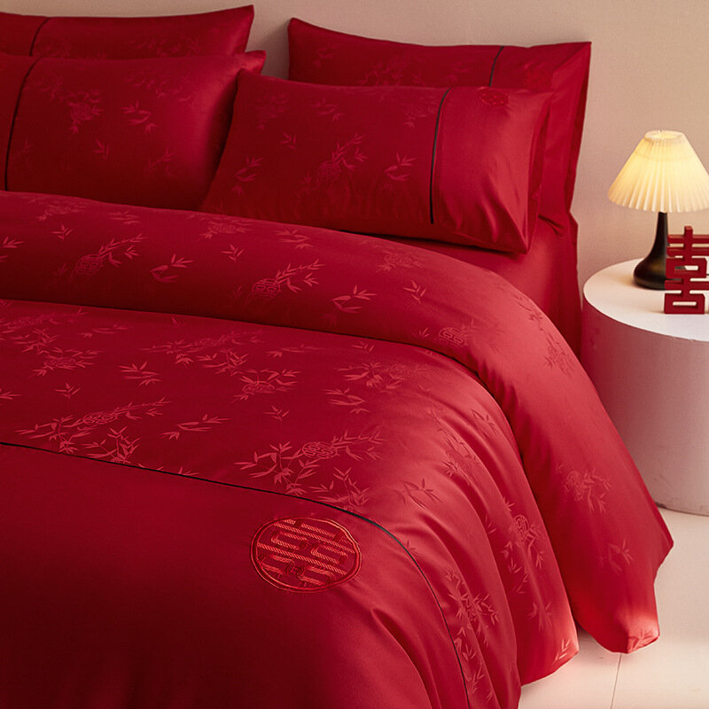 Набор для постели QO Bamboo Love с вышивкой для кровати 1,8 м, стиль простыни, подходит для одеяла 200x230 см