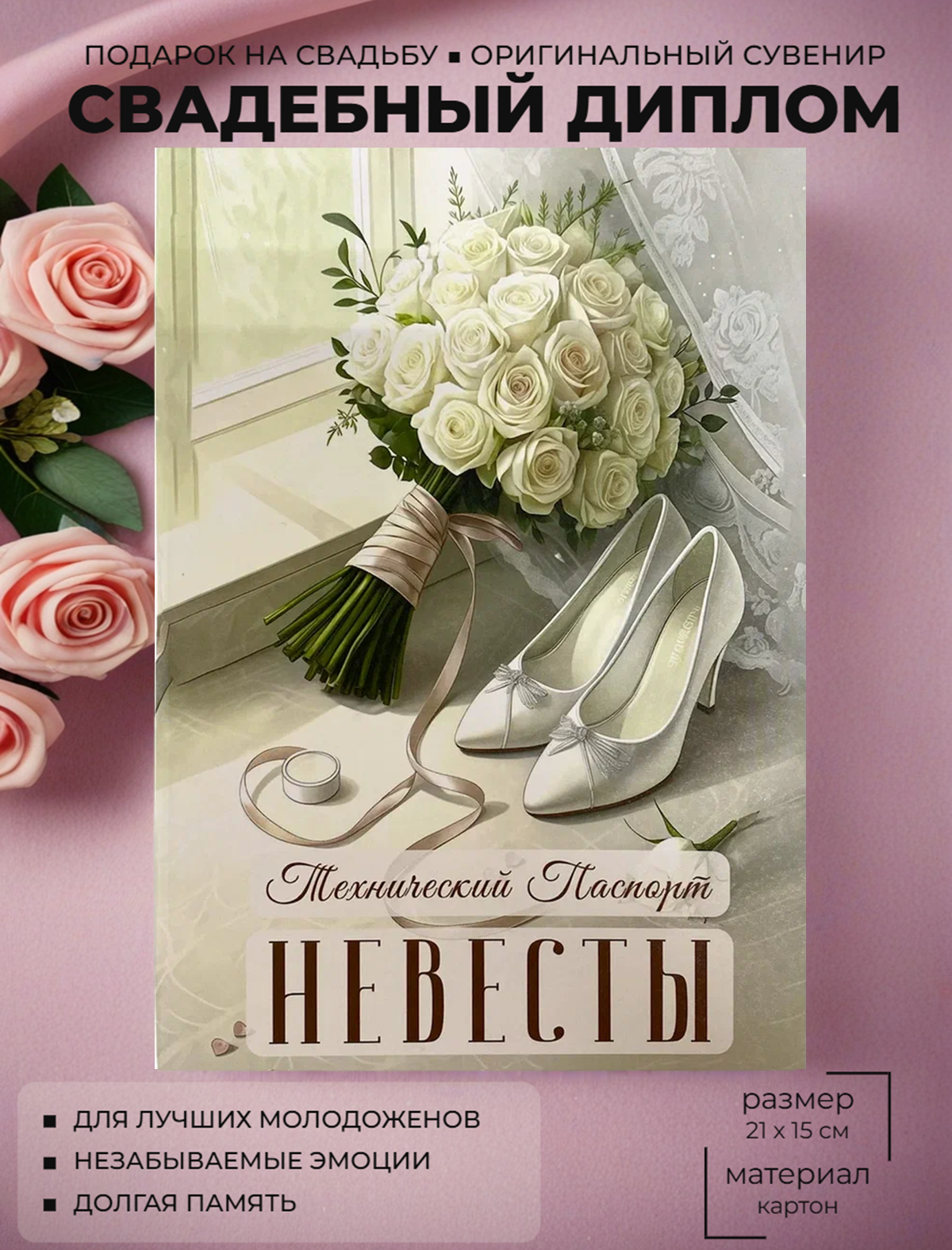 Диплом "Технический паспорт невесты", для свадебного торжества