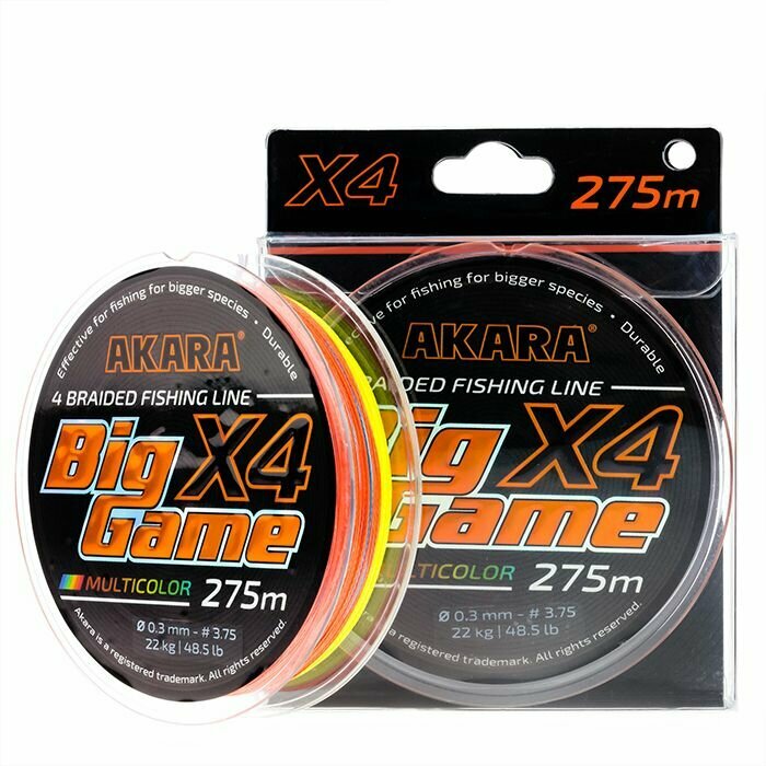 Шнур рыболовный плетеный Akara Big Game Multicolor 275 м 0,50
