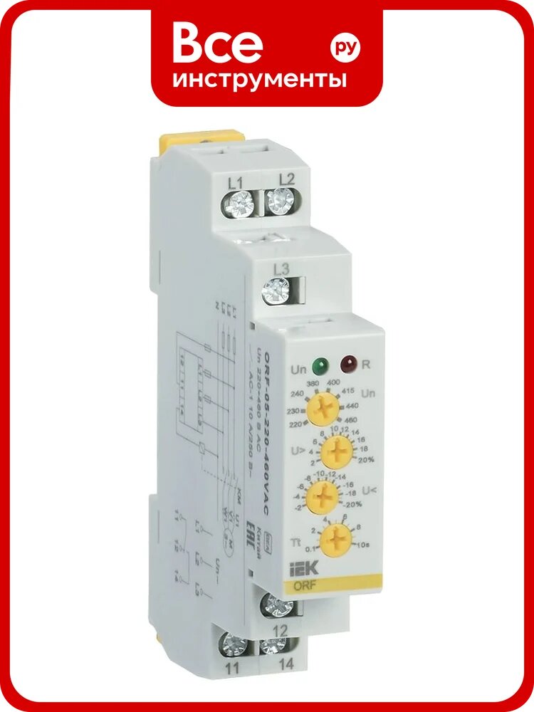 Реле фаз IEK ORF 05. 3фазы 220-460В AC ORF-05-220-460VAC