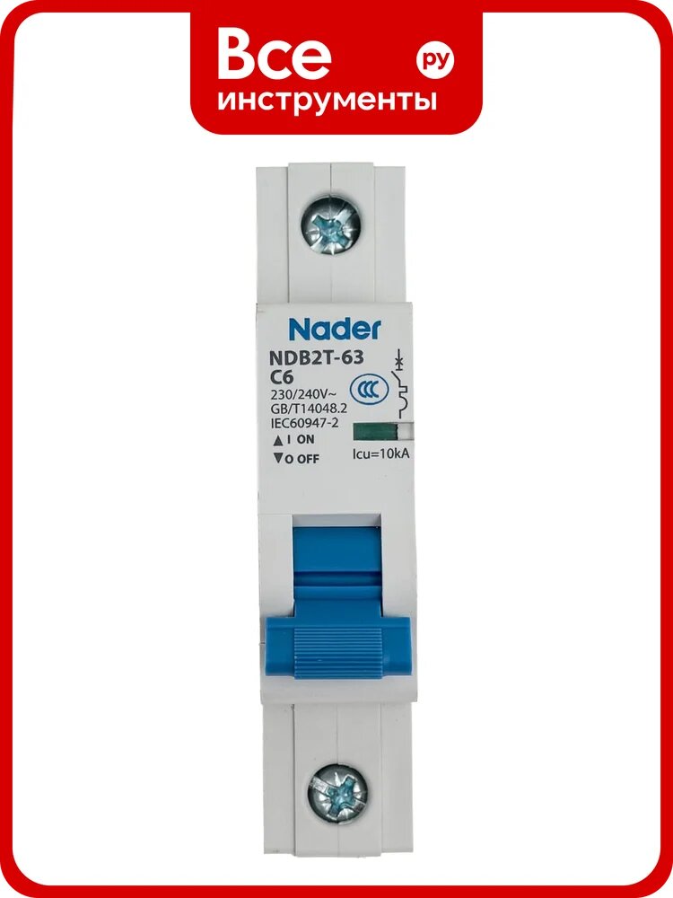 Модульный автоматический выключатель Nader NDB2T-63C6/1P 112500052
