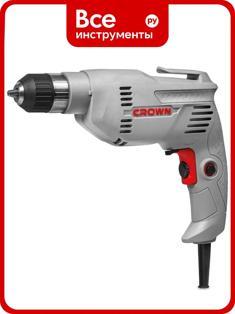 Безударная дрель Crown CT10126C, профессиональная, 400Вт, быстрозажимной патрон