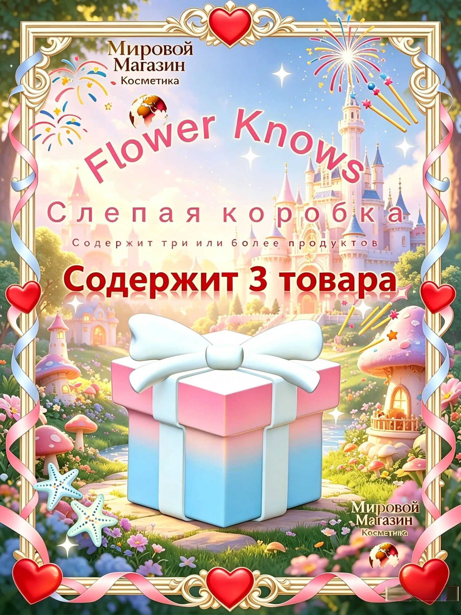 Эксклюзивный набор Flower Knows с декоративной косметикой, 3предмета в боксе