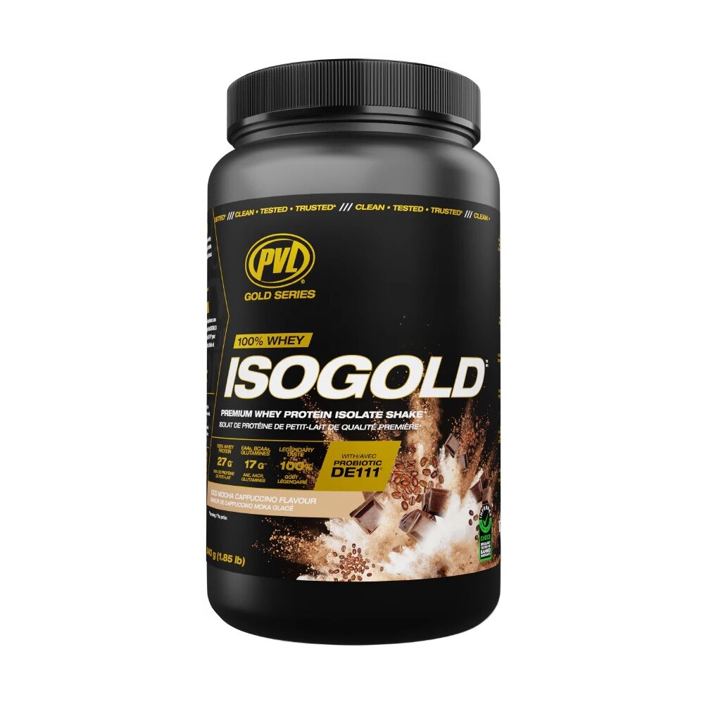 Протеин изолят PVL IsoGold Premium Whey Protein Isolate Shake, 840 г, Вкус Iced Mocha Cappuccino / Ледяной Мокко Капучино