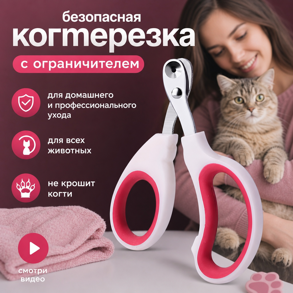 Когтерез для кошек и собак, регулируемый, безопасный, нескользящий, ограничитель безопасности