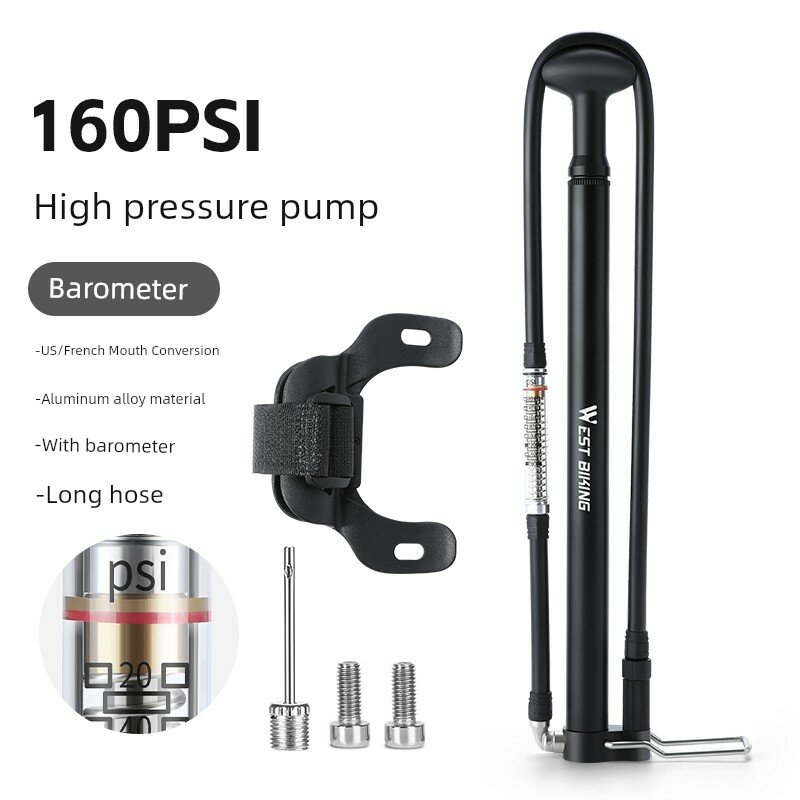 Xiqi мини-насос для велосипеда с манометром - черный, 160psi высокое давление, универсальный клапан, компактный для