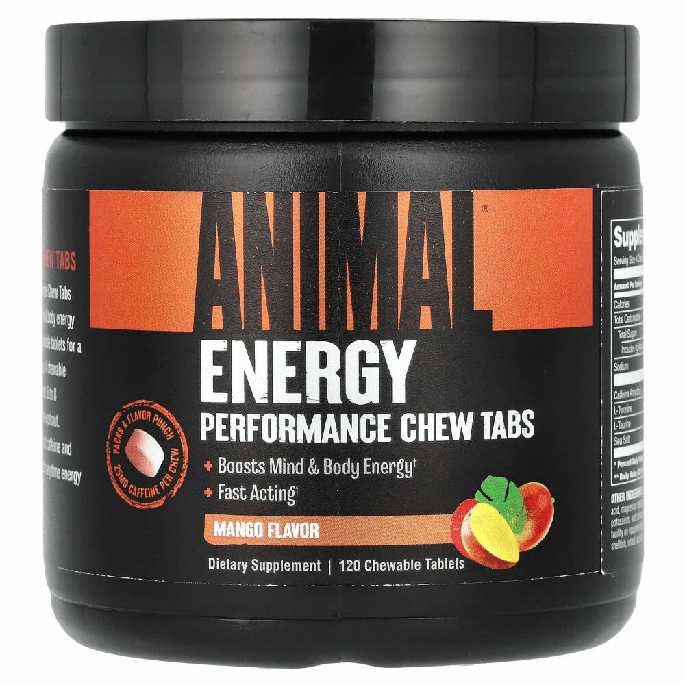 Ani-al Energy, жевательные таблетки для повышения уровня энергии, со вкусом манго, 120 жевательных таблеток из США(до 02.12.2026)