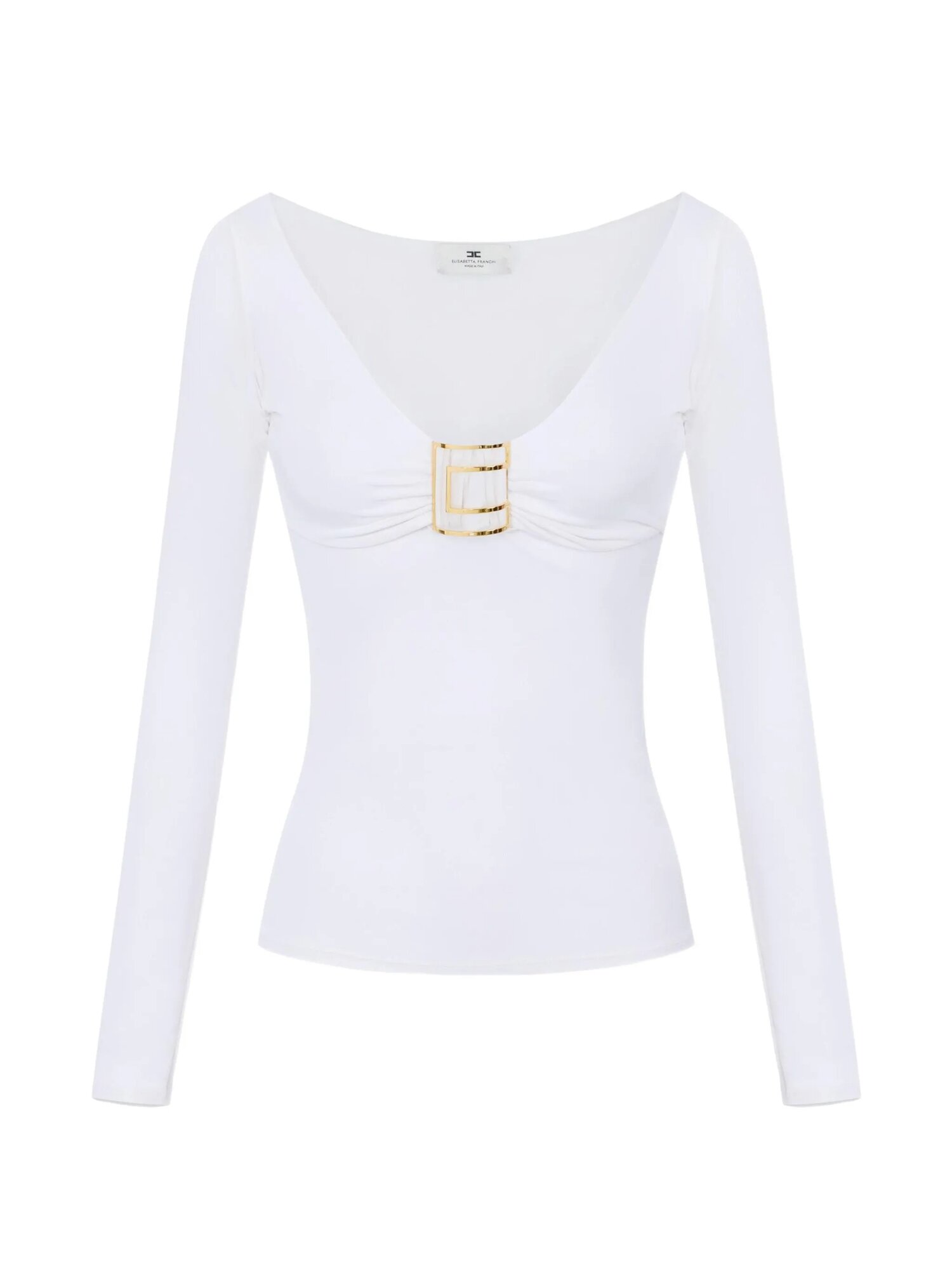 Топ Elisabetta Franchi Top in jersey fabric with jewel logo detail