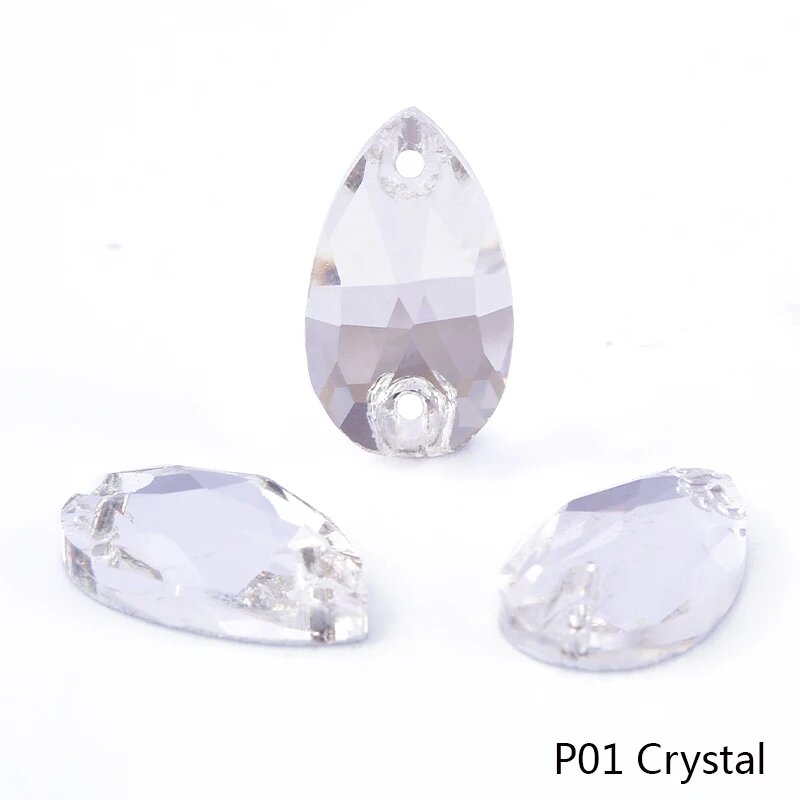 Стразы каплевидные стеклянные P01 Crystal 13x22 мм (20шт)