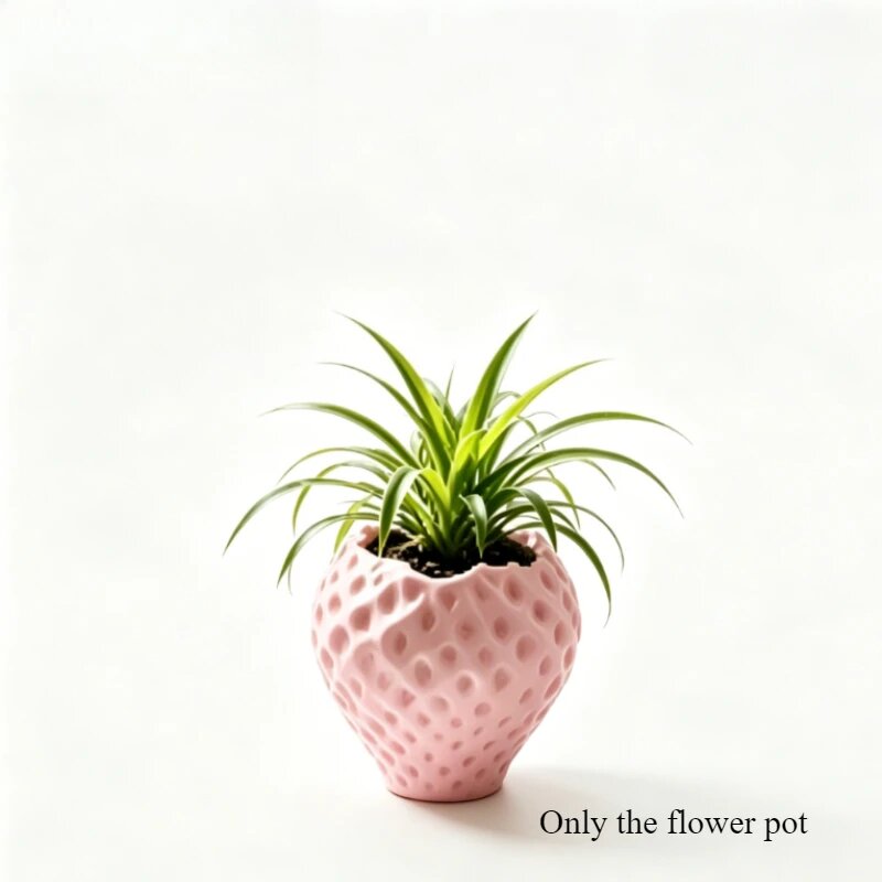Пластиковый цветочный горшок 3D клубника Розовый, Pink