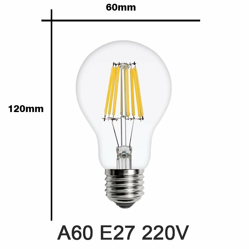 LED лампа A60 E27 220V, 8W, теплый белый свет