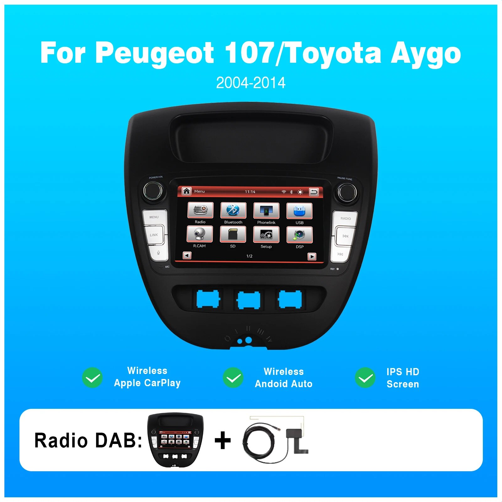 Автомагнитола IPS Peugeot Toyota Citroen Radio DAB