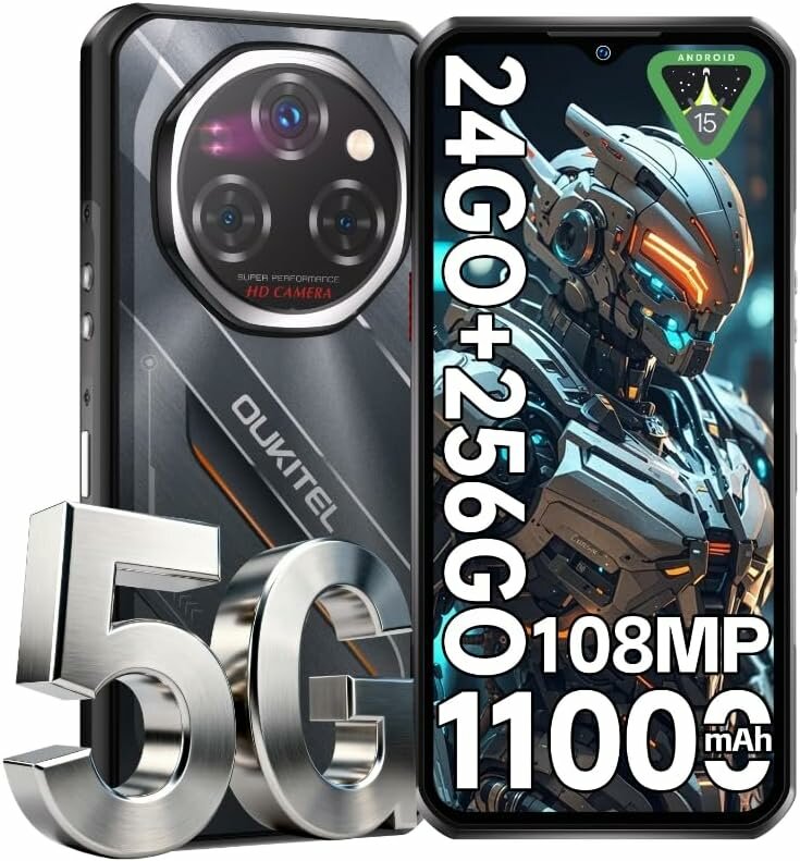 OUKITEL WP62 5G, 24 (8+16) ГБ 256 ГБ, 6,6-дюймовый FHD-экран, 11000 мАч