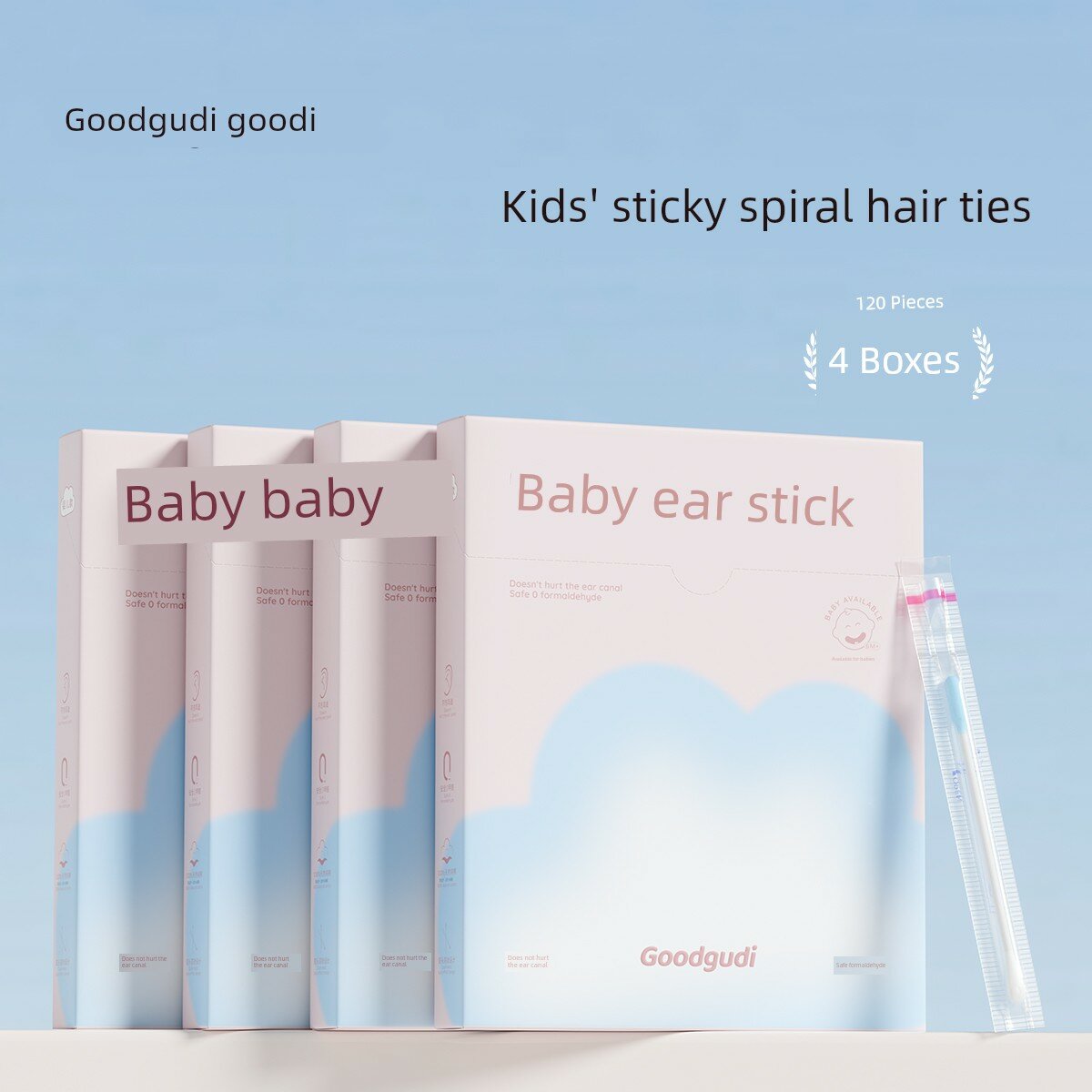 Ватные палочки Goody Baby для чистки ушей и носа, специально для новорожденных и детей, с липкими наконечниками для