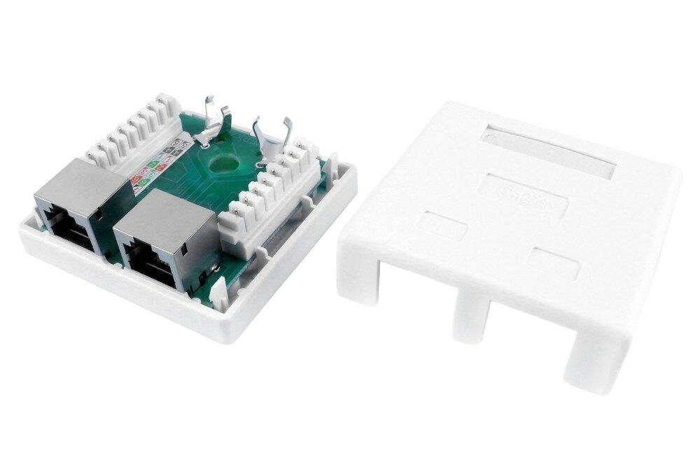 Розетки антенная/информационная/коммуникационная Hyperline SB1-2-8P8C-C6-SH-WH