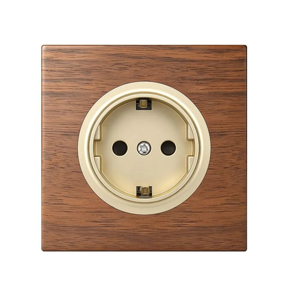 Золотая деревянный европейский розетка 16A 250V, Kоричневая