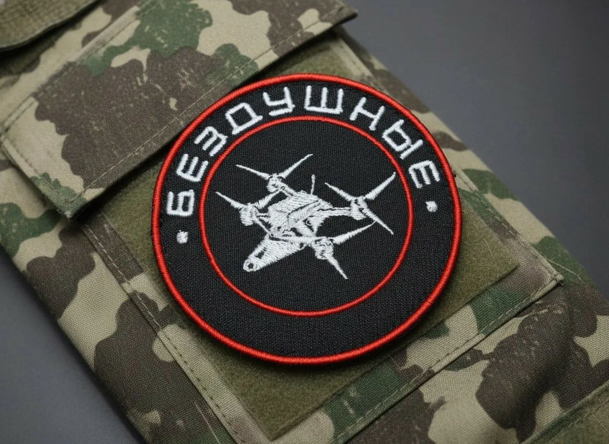 Шеврон "Бездушные" фпв FPV на липучке круглый диаметр 9 см чёрный патч