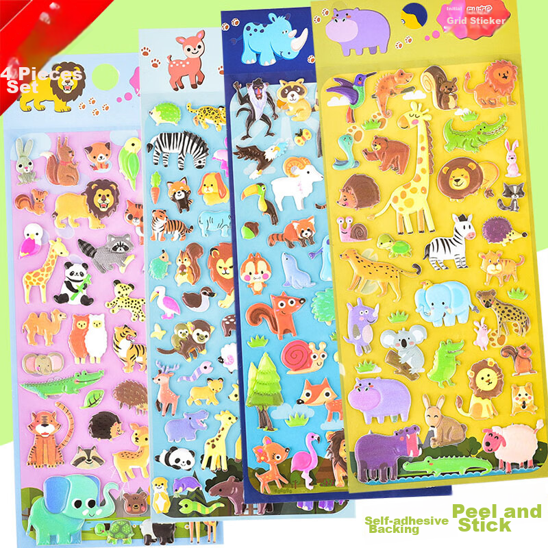 Chuge Stickers, Children's Stickers, Toys for Boys And Girls, Anime Cartoon 3D Pop-Up Stickers, Small Animals
