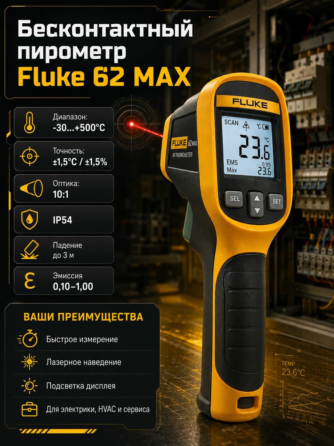 Бесконтактный пирометр Fluke 62 MAX