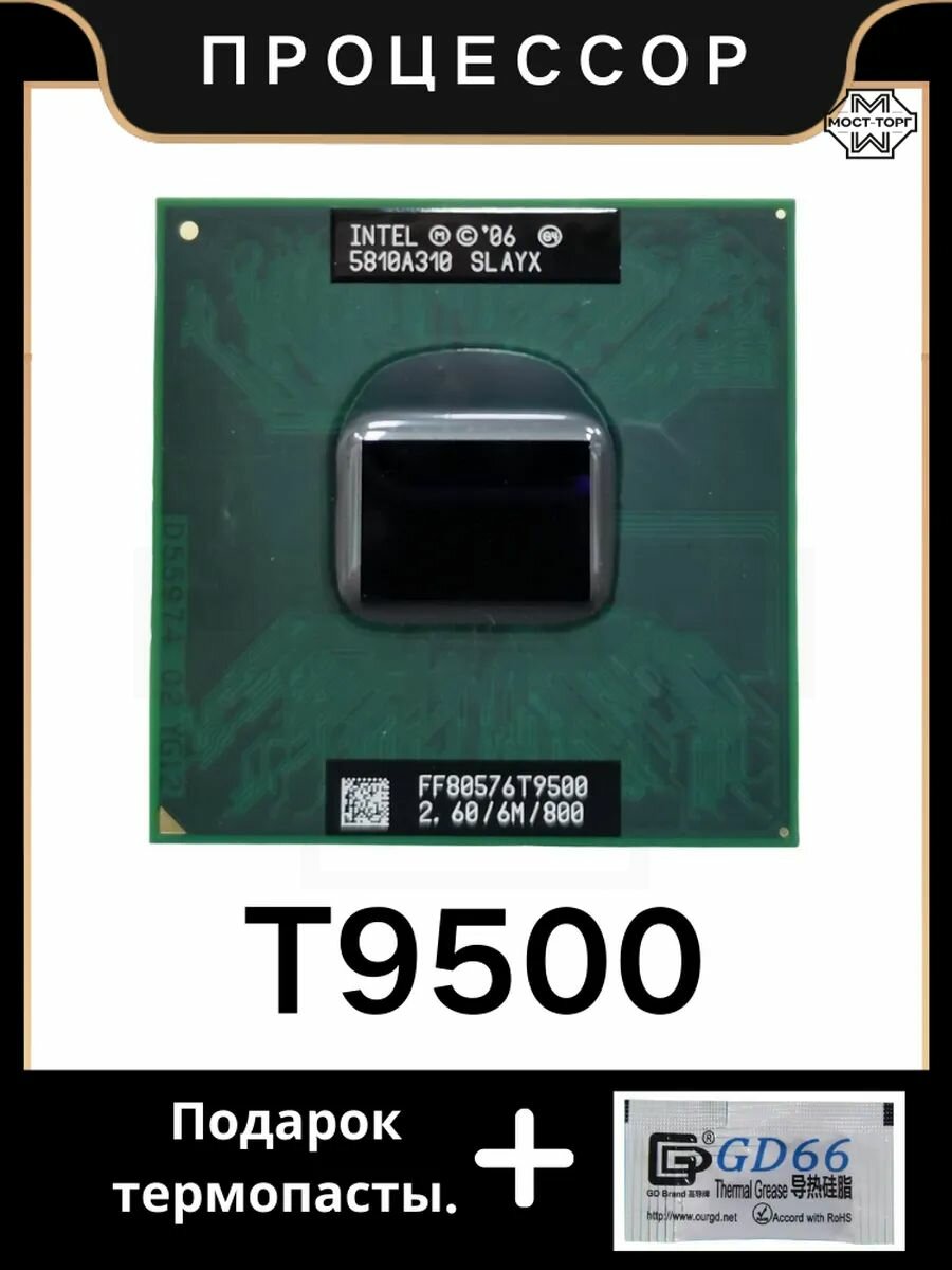 Процессор Core 2 Duo t9500 T9500 CPU 6 МБ L2 Cache 2,6 ГГц