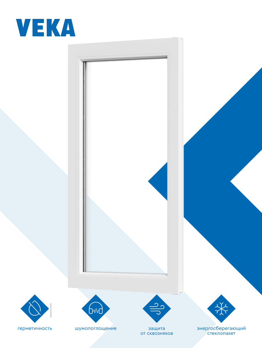 Пластиковое Окно ПВХ Veka 85х80 см одностворчатое глухое двухкамерный стеклопакет с энергосберегающим стеклом