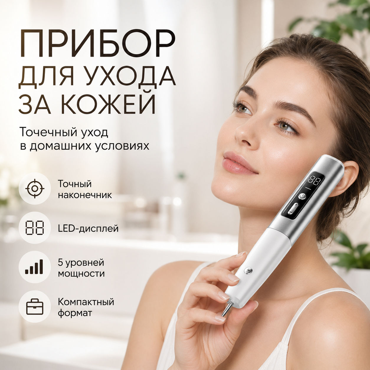 Косметологический аппарат для удаления дефектов кожи, коагулятор цвет серебро, серебристый