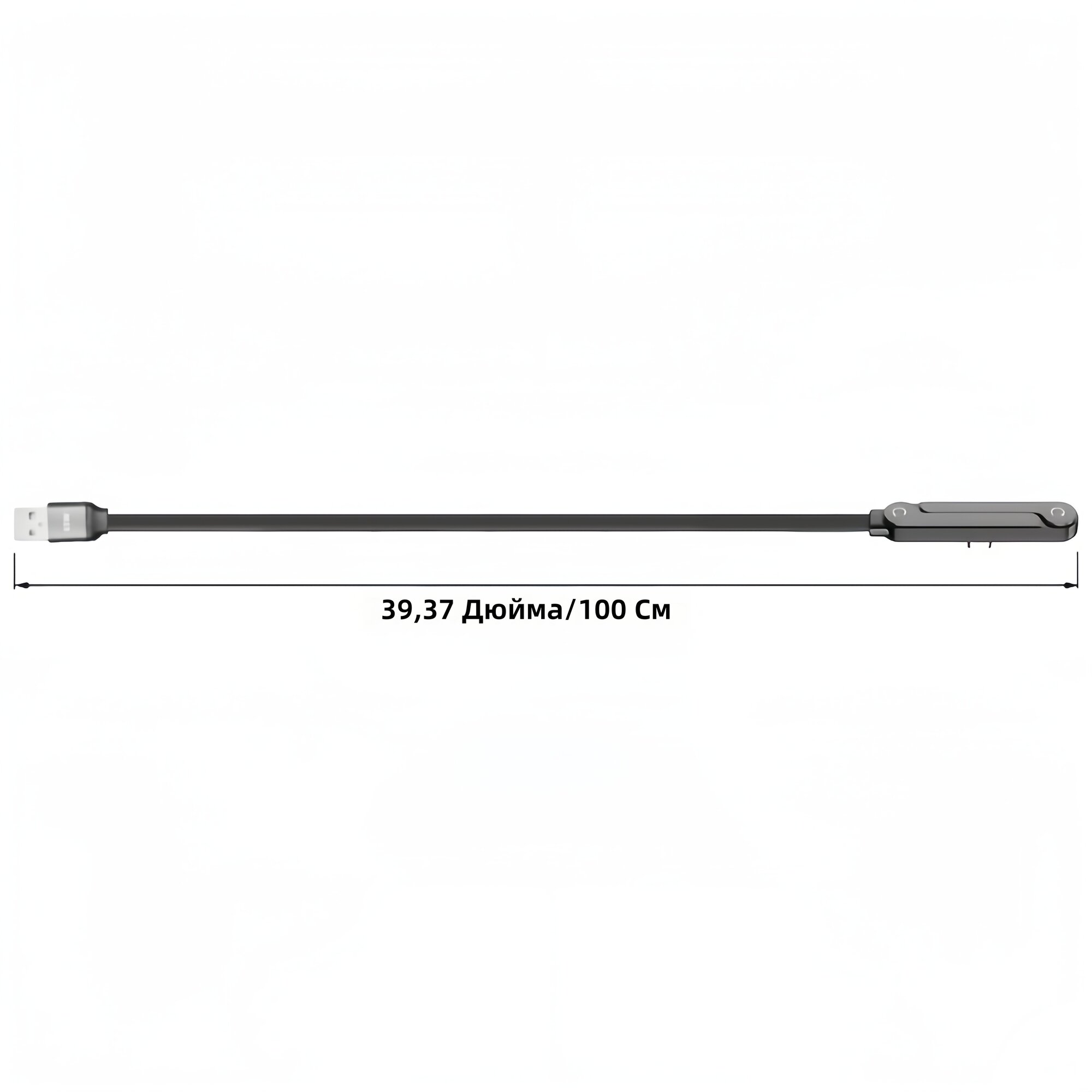Кабель для зарядки 65W 2-в-1 USB-A to USB-C со складной подставкой, черный, 1 м