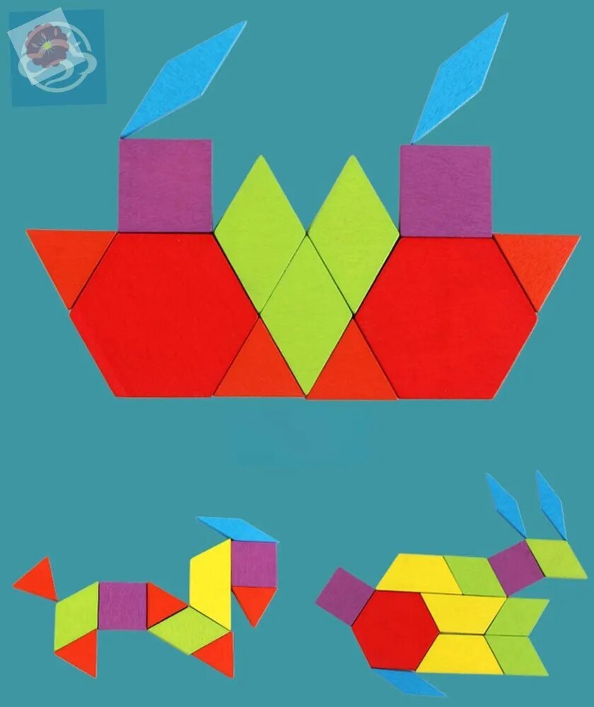 Настольная игра "Pattern Blocks" для детей от 3 лет, геометрическая мозаика, 155 деталей — фото 1