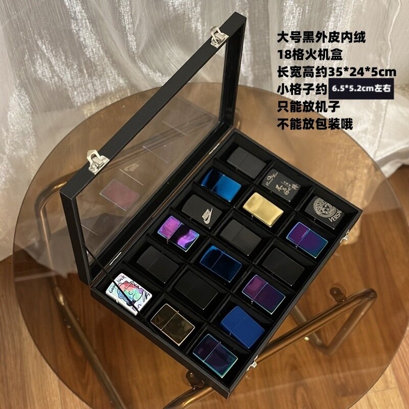 Коробка для хранения зажигалок Zippo большой вместимости с 18 отделениями, высокой прозрачностью, пылезащитной крышкой, антиокислительная, подходит в качестве подарка для парня, для керосиновых зажигалок.