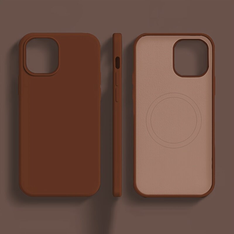 Чехол для iPhone 14 Pro Max с магнитным мягким браслетом, коричневый, ударопрочный, поддержка MagSafe