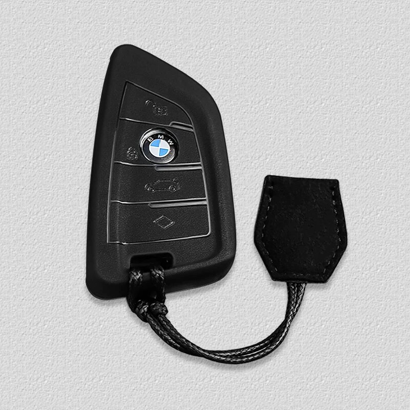Чехол для ключа BMW с матовыми черными кнопками и черной лентой для моделей BMW, одиночный экземпляр