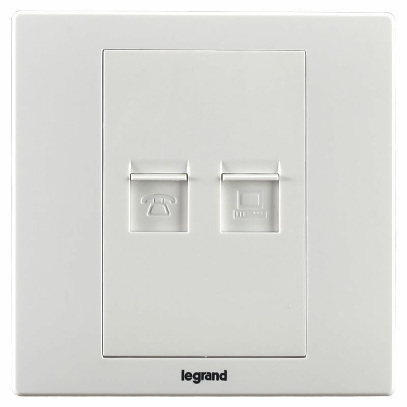 Legrand телефонная и компьютерная розетка двухгнездовая врезная установка