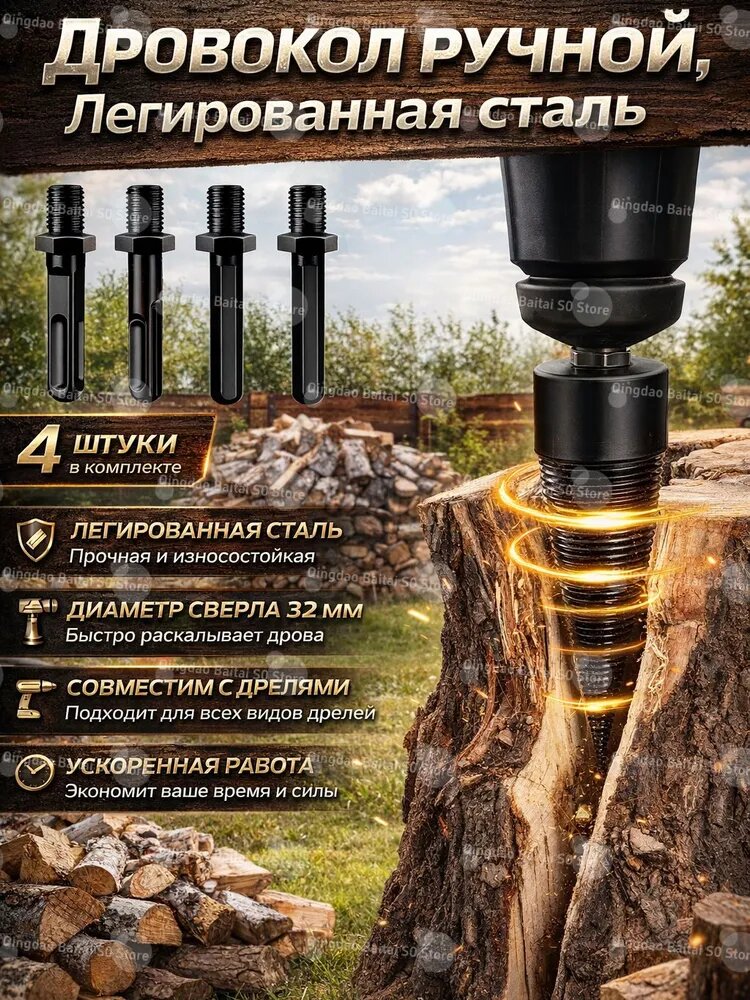 Дровокол ручной, Легированная сталь,10см