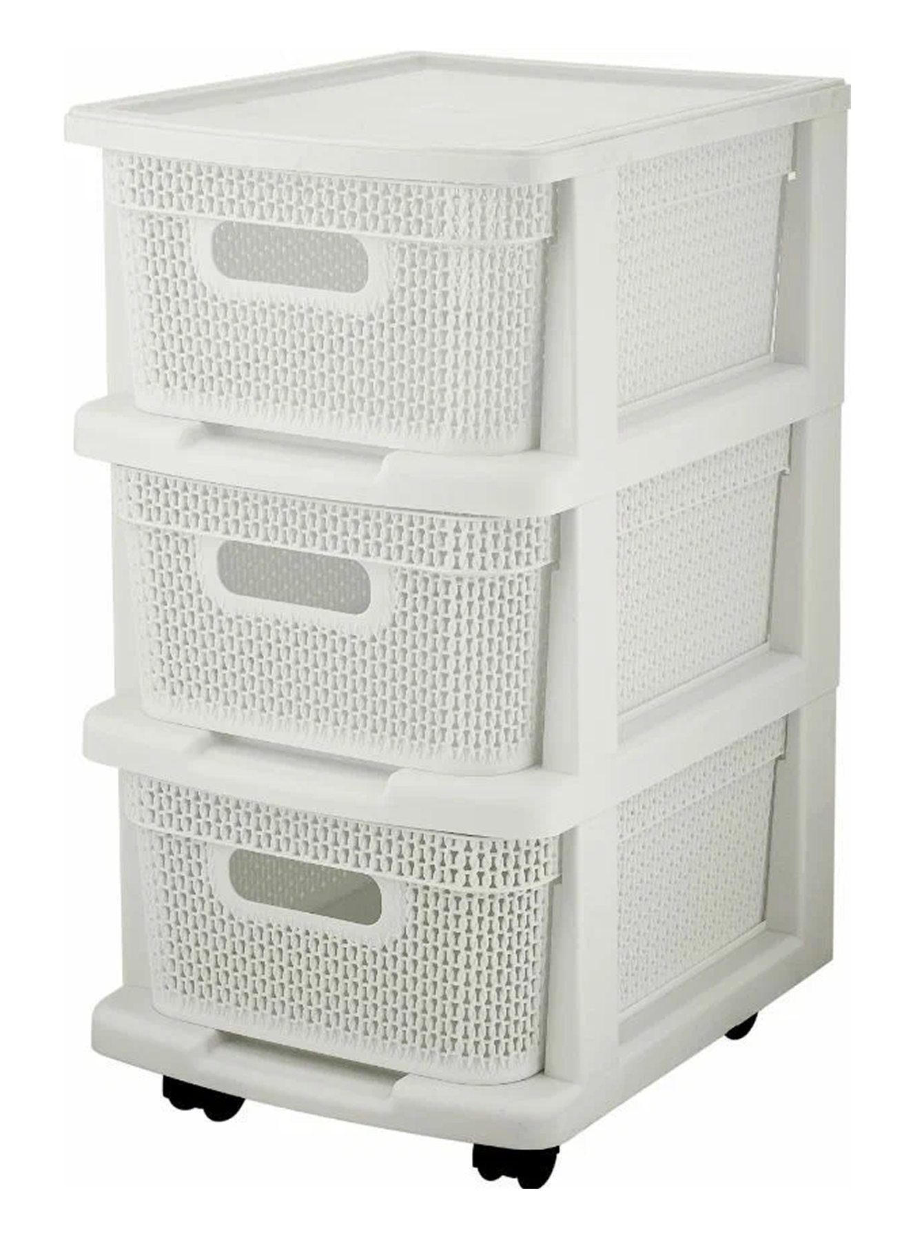 KEEPLEX KL379522048 Ajur с корзинами на колесиках трехсекционный компакт 37х30х52см белое облако