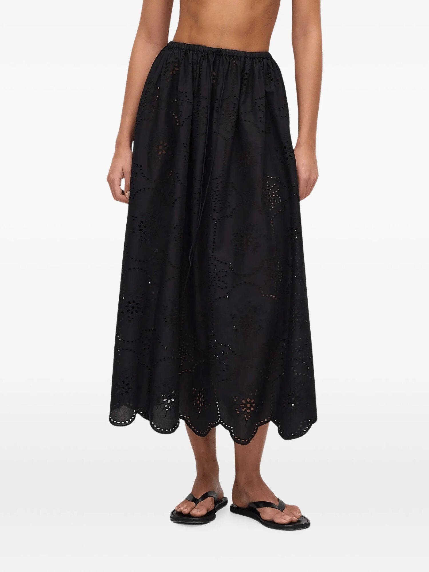 Юбка Broderie-anglaise scalloped midi skirt