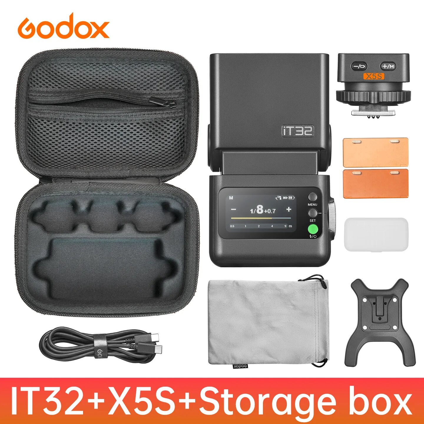 Вспышка Godox IFlash IT32 TTL с магнитным креплением и беспроводным триггером X5 для камер Sony, Nikon, Canon, Fujifilm, Olympus
