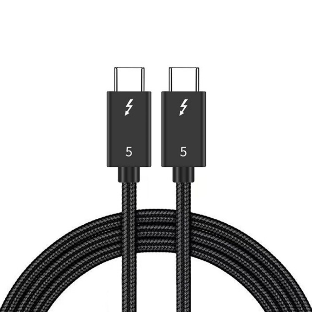 Многофункциональный кабель Thunderbolt 5, черный, 240W быстрая зарядка, 120Gbps передача данных, 8K60Hz вывод изображения, сверхпрочный, для зарядки и передачи данных ноутбука и телефона