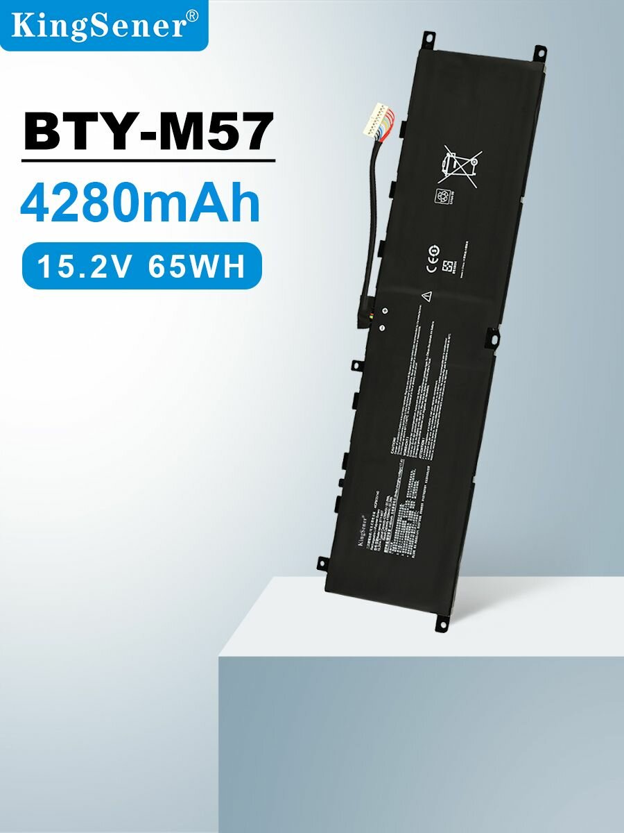 KingSener Аккумулятор для ноутбука MSI 4280 мАч, (15.2V 65WH BTY-M57 For MSI GP66 GP76 Leopard 10UG Series MS-17K3) для MS-17K3 65WH батарея 15.2V аккумулятор