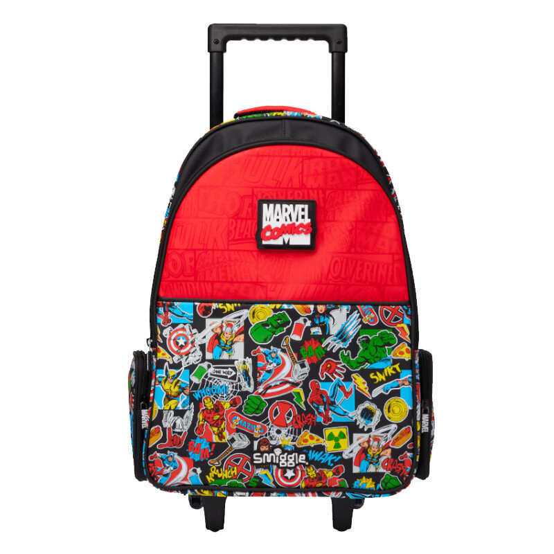 Рюкзак Smiggle WHOOM на колёсиках, 45x32x20 см, красный с принтом